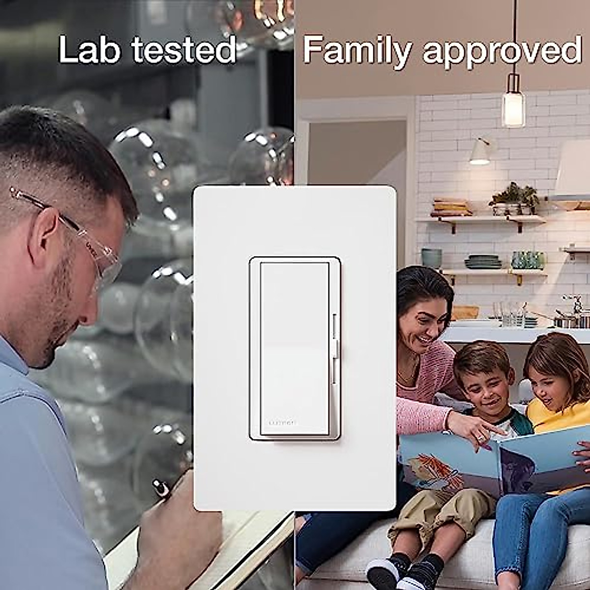 Lutron Diva LED+ Dimmer Switch for Dimmable LED and Incandescent Bulbs with 1-Gang Wallplate, 150W/Single-Pole or 3-Way, Biscuit