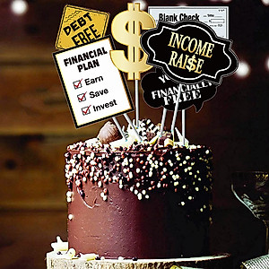YiiiGoood 24pcs(6 styles) FUN Money Theme Table Centerpiece Sticks Decorations Table Toppers Income Raise/Debt Free for Birthdays Weddings Bachelorette Anniversary Graduation Office Party Supplies