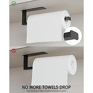 WZKALY Paper Towel Holder, SUS304 Stainless Steel Under Cabinet Paper Towel Bar, Self Adhesive or Wall Mount, Paper Towel Roll Rack for Kitchen and Bathroom (Black)