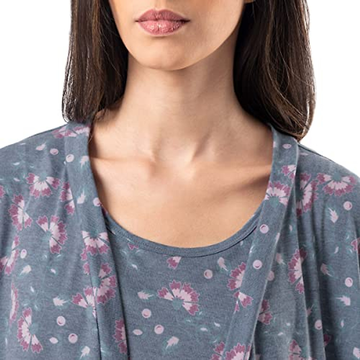 Fruit of the Loom Women's Breathable Tank Top, Pant, and Cardigan Sleep Set, Floral Print, 3X