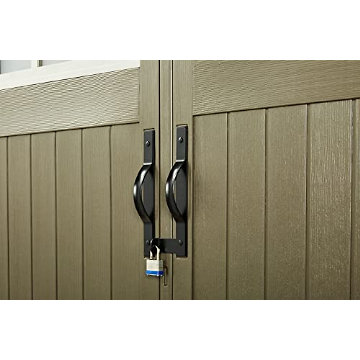 Rubbermaid Resin Weather Resistant Outdoor Storage Shed, 7 x 7 ft. , Faint Maple/Onyx/Sandstone, for Garden/Backyard/Home/Pool