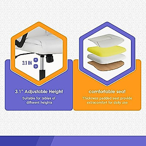 Home Office Chair Ergonomic Desk Chair PU Leather Task Chair Executive Rolling Swivel Mid Back Computer Chair with Lumbar Support Armrest Adjustable Chair for Men White