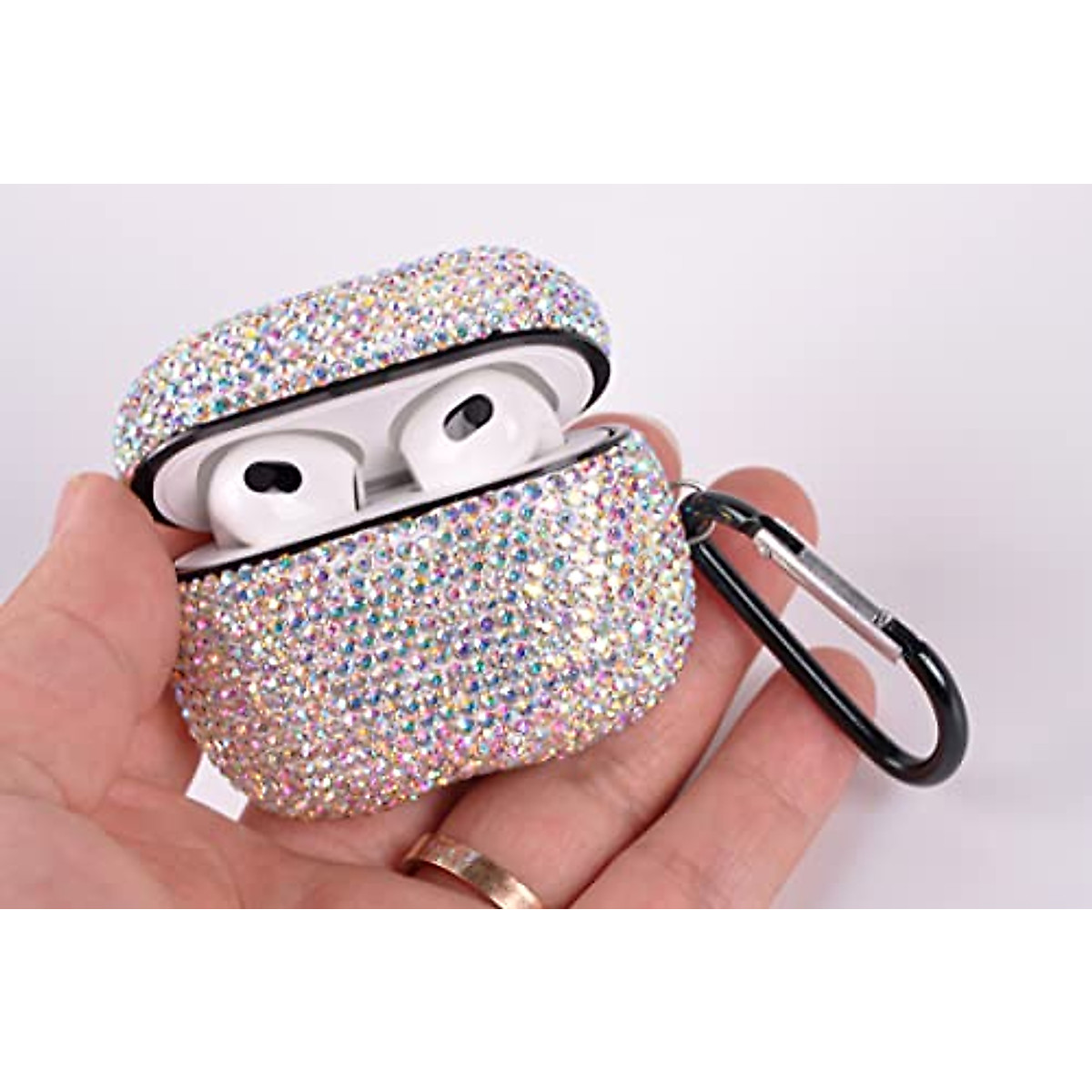 Sparkly Case Compatible with AirPods 3rd Generation with Keychain,Shockproof Protective Premium Bling Rhinestone Cover Skin for AirPods 3 Charging Case (AB not Pro)