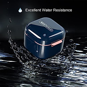 whoobell Denture Cup，Retainer Case,Cute Night Mouth Guard Box Holder, Storage Soak Container with Strainer basket for Travel Cleaning.(1 Pack,Blue)