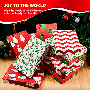 JOYIN 12 Pcs 14" x 9.5" x 2" Christmas Tone Shirt Wrap Boxes ​with Lid and Base, Clothes, Wrapping Robe Boxes,Gift Boxes, Xmas Goody Gift Boxes for Christmas, Birthdays, Wedding, 4 Designs