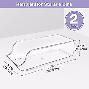 Puricon 2 Pack Refrigerator Organizer Bins Can Dispenser Storage Holder, Soda Beverage Canned Food Container Bin Clear Plastic Pantry Storage Rack for Fridge Kitchen Countertops Cabinets -Standard Can