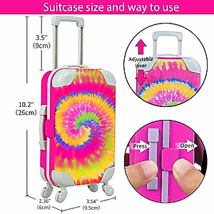 UZIDBTO American 18 Inch Doll Accessories - 18" Doll Clothes with Travel Suitcase and Pretend Makeup Kit for Kids Includes Luggage, Sunglasses, Phone, Hair Clip and Makeup Set