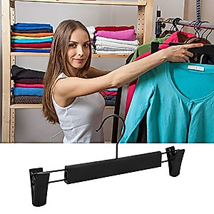WEYANG Clothes Hangers Black Plastic Clothes Pants Hangers with 2-Adjustable Anti-Rust Clips Skirt Hangers and 360 Rotatable Hook Trousers Jean Hangers Pack of 10