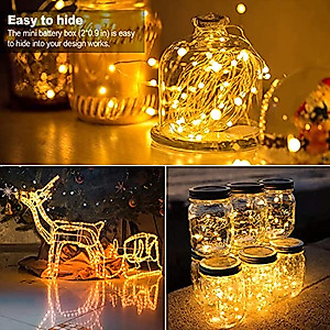 YOEEN 20 Pack Fairy Lights Battery Operated 3.3ft 20 LED Mini String Lights Copper Wire Firefly Starry Lights for Mason Jars Wedding Centerpieces Party Christmas Decor, Warm White