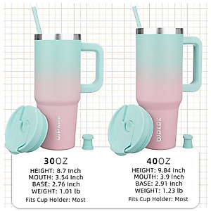 BJPKPK 30 oz Stainless Steel Tumbler With Handle Insulated Tumblers With 2 Straw Travel Coffee Mug With Lid,Bubble Gum