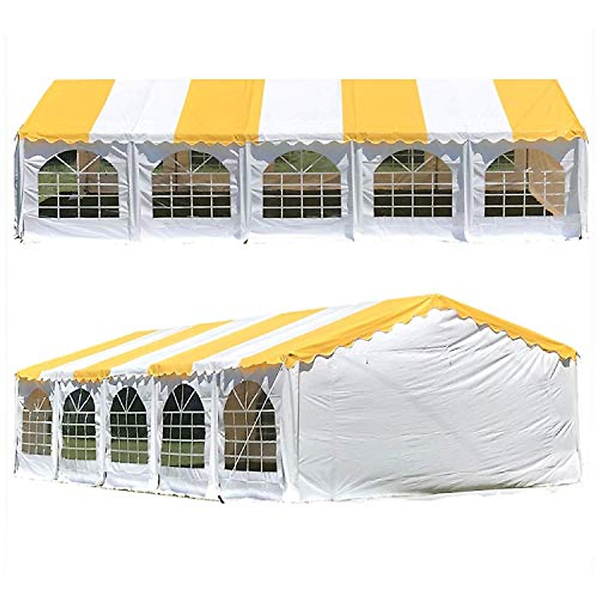DELTA Canopies 32'x16' Budget PVC Wedding Party Tent,Easy Setup Outdoor Event Canopy,Backyard Garden Shelter Gazebo,with Waterproof Top,Galvanized Steel Frame,Commercial/Residential Use,Yellow White