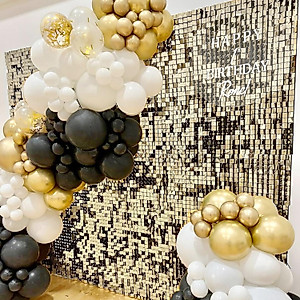 COKAOBE Light Gold Shimmer Wall Backdrop, 30 Pcs Square Sequin Shimmer Backdrop Panel, Sequin Backdrops for Birthday, Anniversary, Wedding, Graduation & Bachelorette Party Decoration