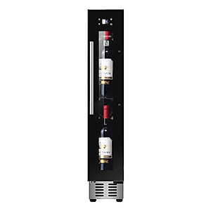 Equator 9 Bottle Wine Refrigerator with 7-Color LED Mood Lighting, Single-Zone, Freestanding/Built-in, Anti-UV Glass Door, 41°F-71.6°F Temperature Range, Touchpad Controls, Auto Defrost, 110V (Black)