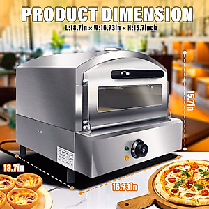 Portable Pizza Oven |Countertop Electric Pizza Maker |Outdoor Pizza Grill|Stainless Steel 1800W Power|Double Layer with 14in Pizza Stone|For Commercial&Kitchen|
