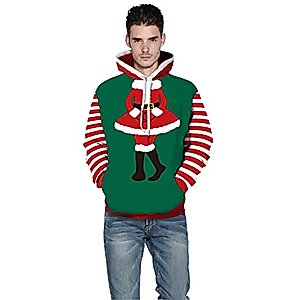 Hoodies for Men Thenlian Men's Autumn Winter 3D Print Long Sleeve Hooded Sweatershirt Top Blouse(Green, XXL/XXXL)