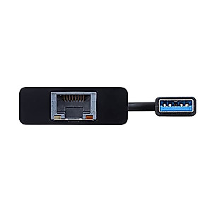 Sanwa Supply USB-CVLAN3BKN USB 3.2 to LAN Converter Adapter (with USB Hub Port, Black)