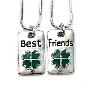 Soulbreezecollection St. Patrick's Day Irish Good Luck Shamrock Four Leaf Clover Best Friend Forever Necklace