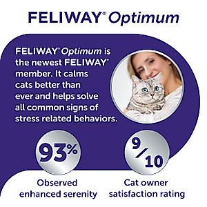 FELIWAY Optimum Diffuser & 30 Day Refill, The Best Solution to Ease cat Anxiety, cat Conflict and Stress in The Home, 48 ml (Pack of 1)