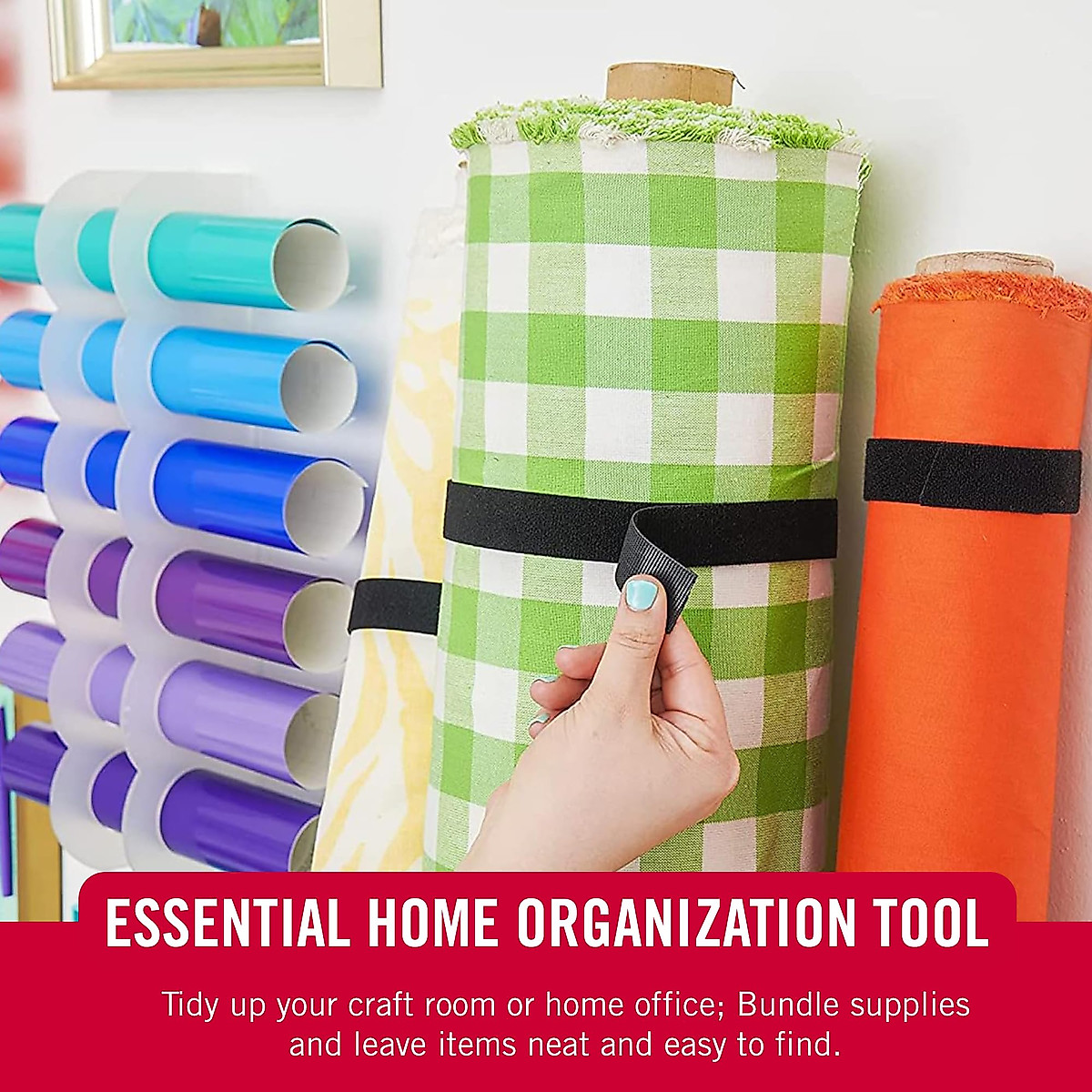 VELCRO Brand - ONE-WRAP Roll, Double-Sided, Self Gripping Multi-Purpose Hook and Loop Tape, Reusable, 12' x 3/4" Roll - Black