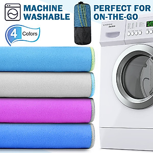 Xinnun 4 Set Quick Dry Towel 3 Size Fast Drying Towel with 4 Black Mesh Bag 12 Pieces Microfiber Travel Towels for Beach Camping Hiking Yoga Swim Sports Backpacking