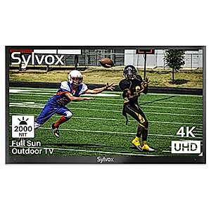 SYLVOX 55'' Full Sun Outdoor TV Waterproof 4K Television, 2000nits All Metal Corrosion Resistant, with Wireless Connection & Wi-Fi, for Outdoor All Area, Pool Series OT55A1KAGE 2023