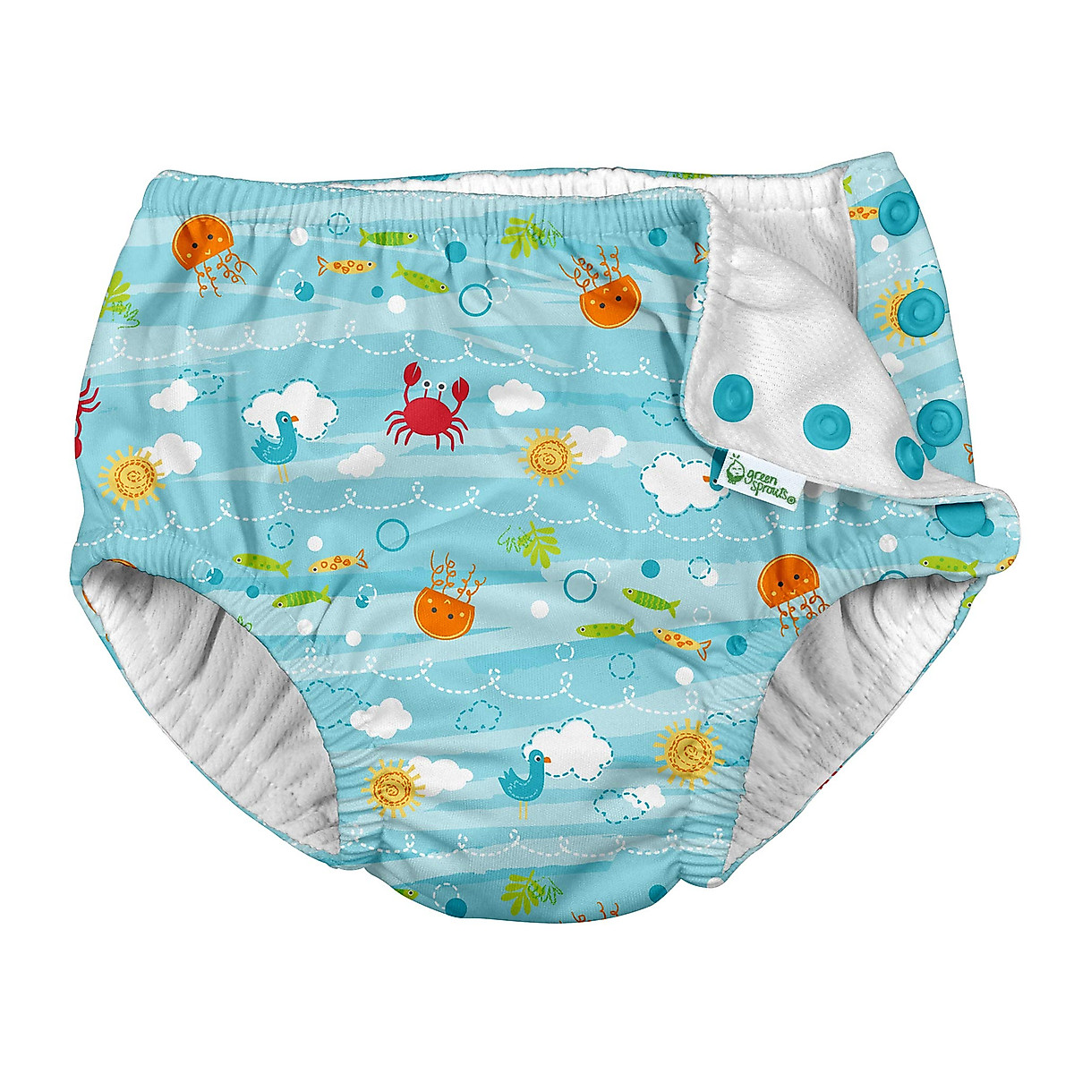 i play. by green sprouts Boys' Reusable Swim Diaper, Light Aqua Sea Friends, 5T
