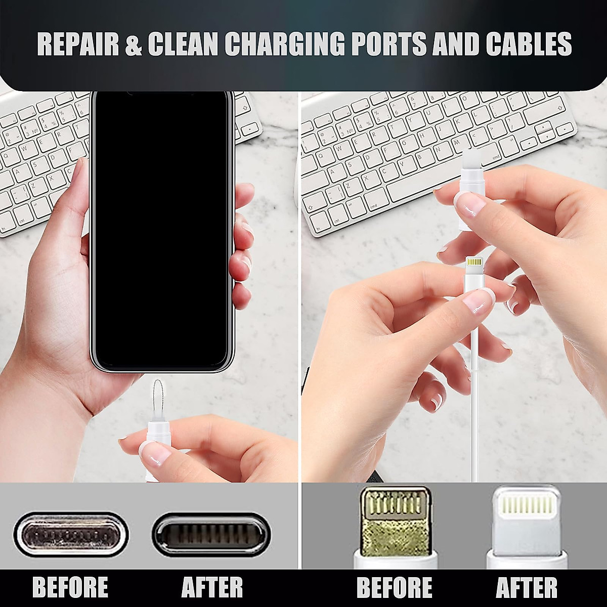 iPhone Cleaner Kit, Multi-Function Cleaning Repair Kit with Soft Brush for Airpod, Cleaner Kit for Phone Charging Port & Speaker, Charger Cables, Headphones, Watch, iPhone, iPad, Camera