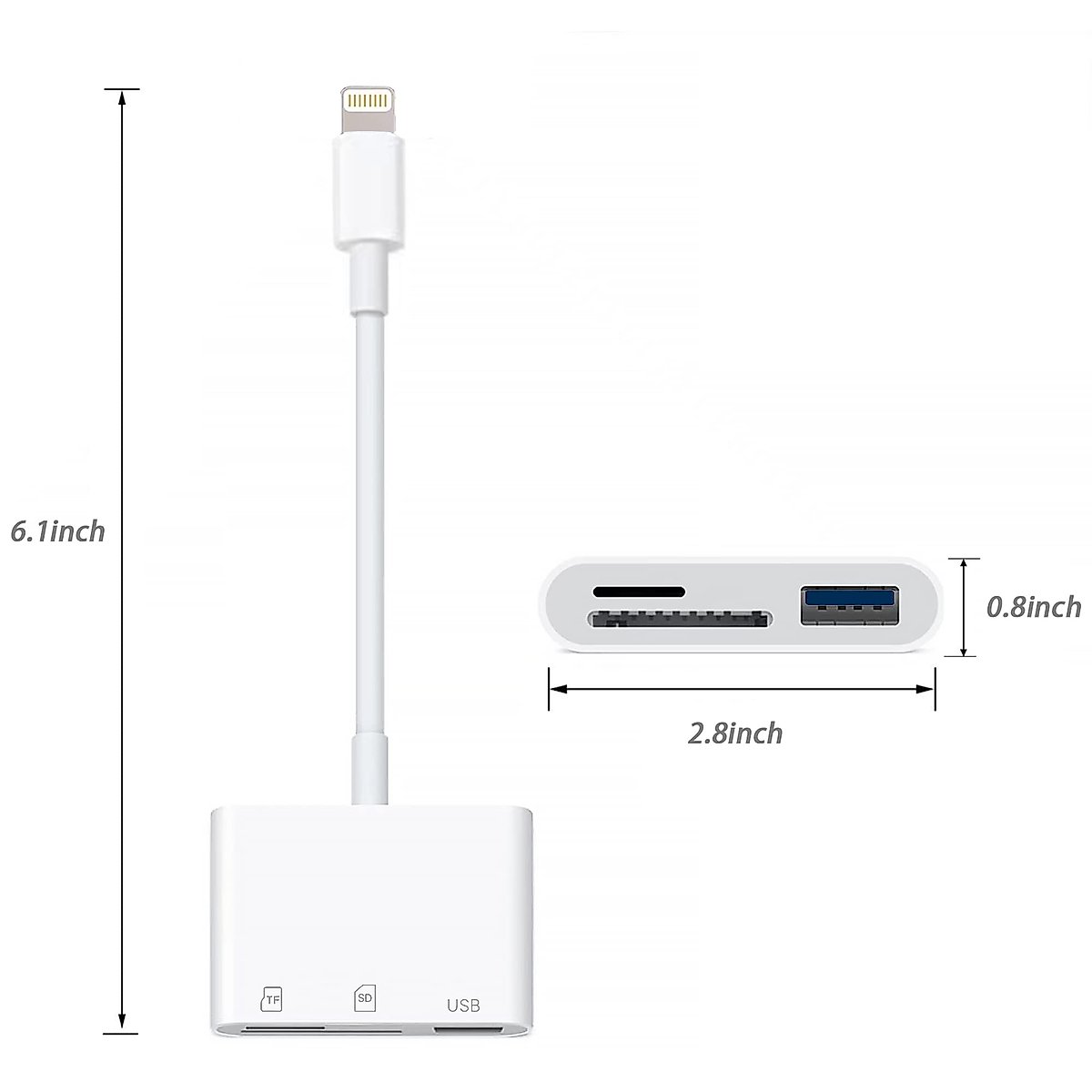 DCNETWORK Lightning to SD Card Reader for iPhone,USB Camera Adapter 3 in 1 USB Female OTG Adapter Compatible SD/TF Card, Memory Card Reader Portable USB 3.0 Adapter,Sd Card Adapter