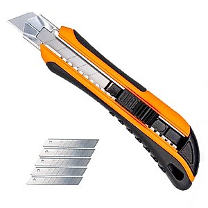 Generic Utility Knife with Blade Refill - Easy Switch for New Blades Auto Replacement, Safety Lock & Internal Storage with 5 Blades Refill, FM705020