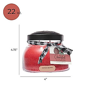 A Cheerful Giver - Aspen Berry Mama Scented Glass Jar Candle (22oz) with Lid & True to Life Fragrance Made in USA