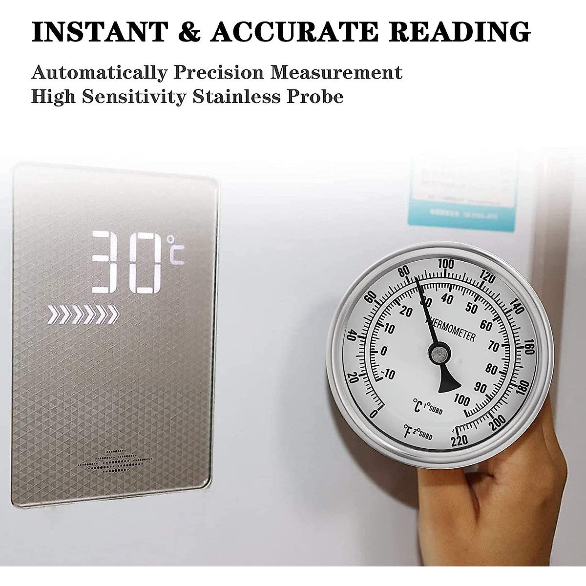 3" Dial 2" Probe FERRODAY 1/2 NPT Stainless Steel Thermometer Dial Thermometer 1/2 NPT Homebrew Kettle Thermometer Weldless with O-Rings 0-220ºF Kettle Thermometer Stainless Steel Brew Pot Thermometer