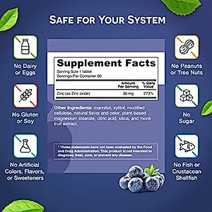 EZ Melts Dissolvable Zinc Supplement 30 mg, Sugar-Free, 2-Month Supply