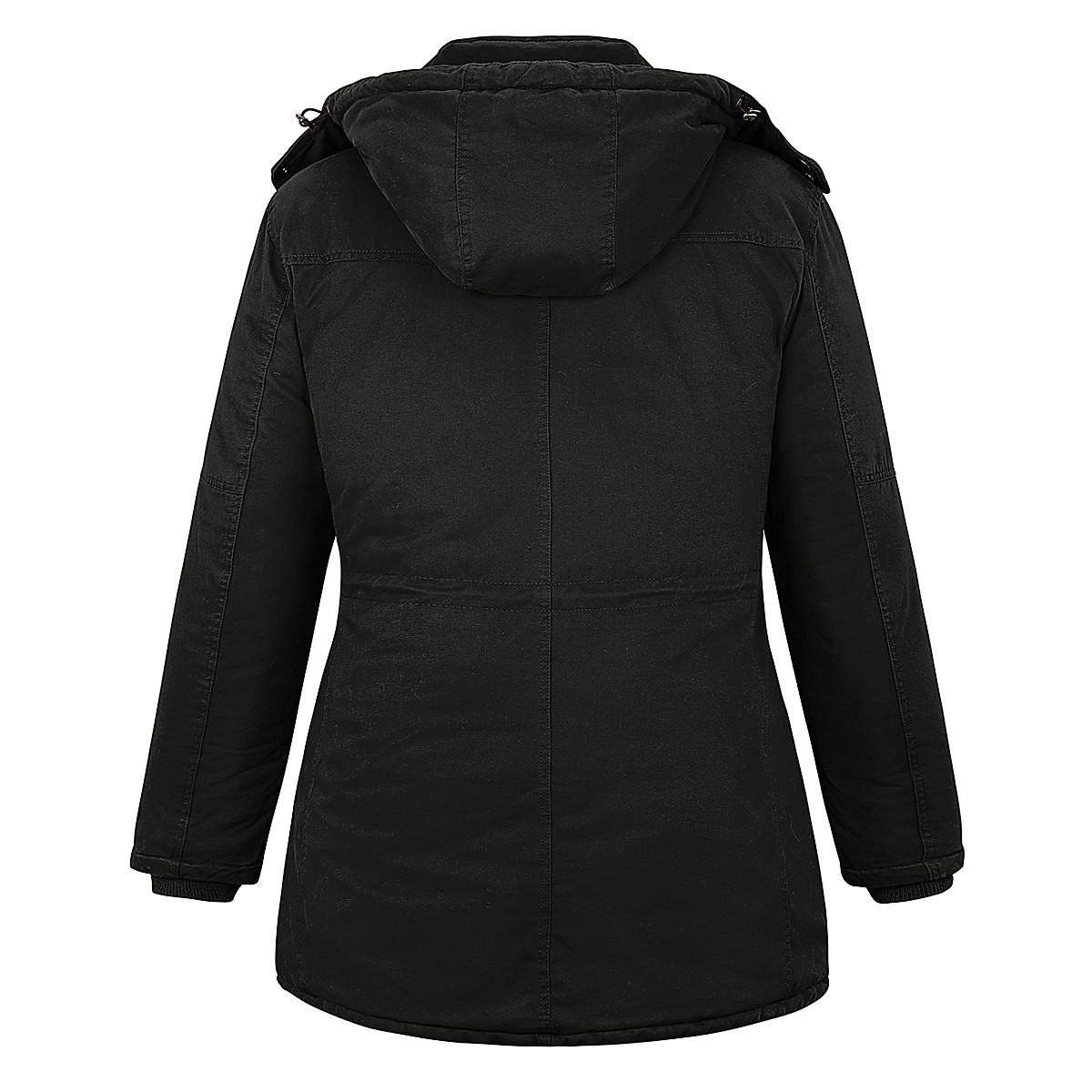 Soularge Women's Winter Plus Size Padded Fleece Parka Coat with Hood (Black, 2X)