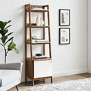 Modway Bixby Bookshelf Display Case, 21 Inch, Walnut White