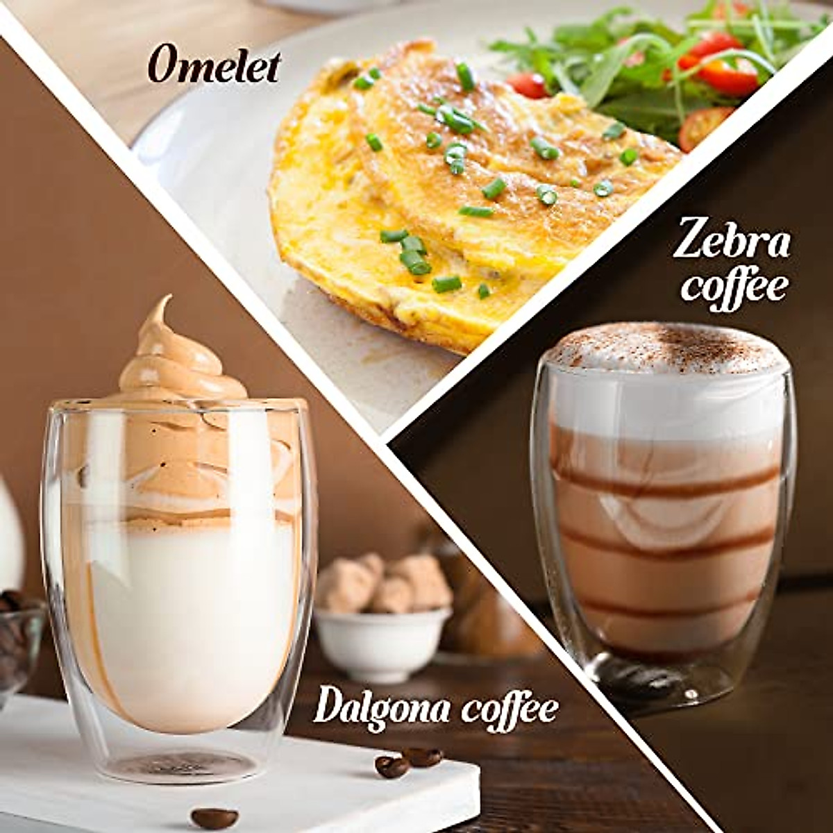 Righwa Milk Frother & Egg Beater - 2-in-1 Handheld Frother for Coffee & Egg Whisker - Battery-Operated Frother with Stand - Auto Shutoff, Powerful Motor - Kitchen Tools & Coffee Station Accessories