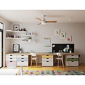 Progress Lighting P250076-028-WB Trevina V 3-Blade Modern Indoor Ceiling Fan Satin White with Light Kit and White Opal Shade