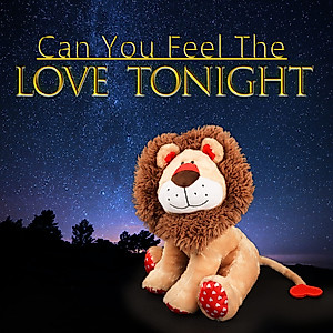 WEIGEDU Love Lion Stuffed Animal, King Lion Plush Toy with Mane Heart Shape Tail for Kids Baby Lover Birthday Valentines Day Christmas Bedtime Gift, 13.8“