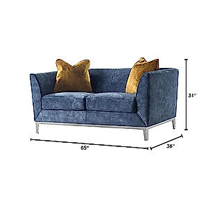 Acanva Luxury Mid-Century Modern Velvet Living Room Sofa, Loveseat, Navy Blue