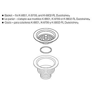 KOHLER GENUINE PART GP41398-CP BASKET FOR DUOSTRAINER - POLISHED CHROME