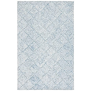 Safavieh Abstract Collection Accent Rug - 3' x 5', Blue & Ivory, Handmade Wool, Ideal for High Traffic Areas in Entryway, Living Room, Bedroom (ABT428M)