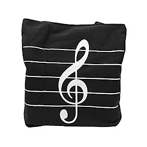 Music Notes Handbag Canvas Tote Bag Reusable Grocery Bag Shoulder Shopping Bag for Women Girls Gift (Black)