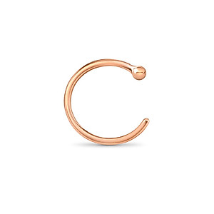 14k Rose Gold Nose Hoops Open Nose Rings 9/32" - 7mm 20G