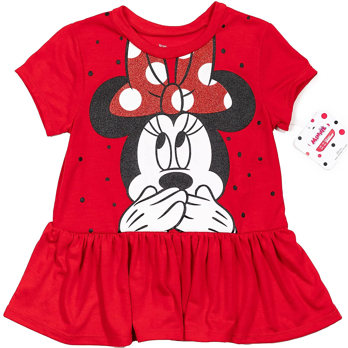 Disney Minnie Mouse Valentines Day Infant Baby Girls Peplum T-Shirt and Leggings Outfit Set Red/Black 18 Months
