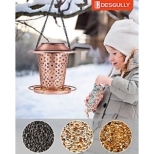 Bird Feeders for Outdoors Hanging Solar Bird Feeder Garden Lantern for Outside Patio Decoration Gift for Wild Bird Lovers Metal Easy to Clean and Fill