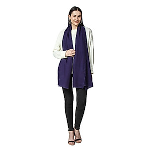 PASHWRAP Cashmere Wrap Handwoven in Kashmir - Luxurious large Cashmere Scarf for Women Lightweight(Navy)