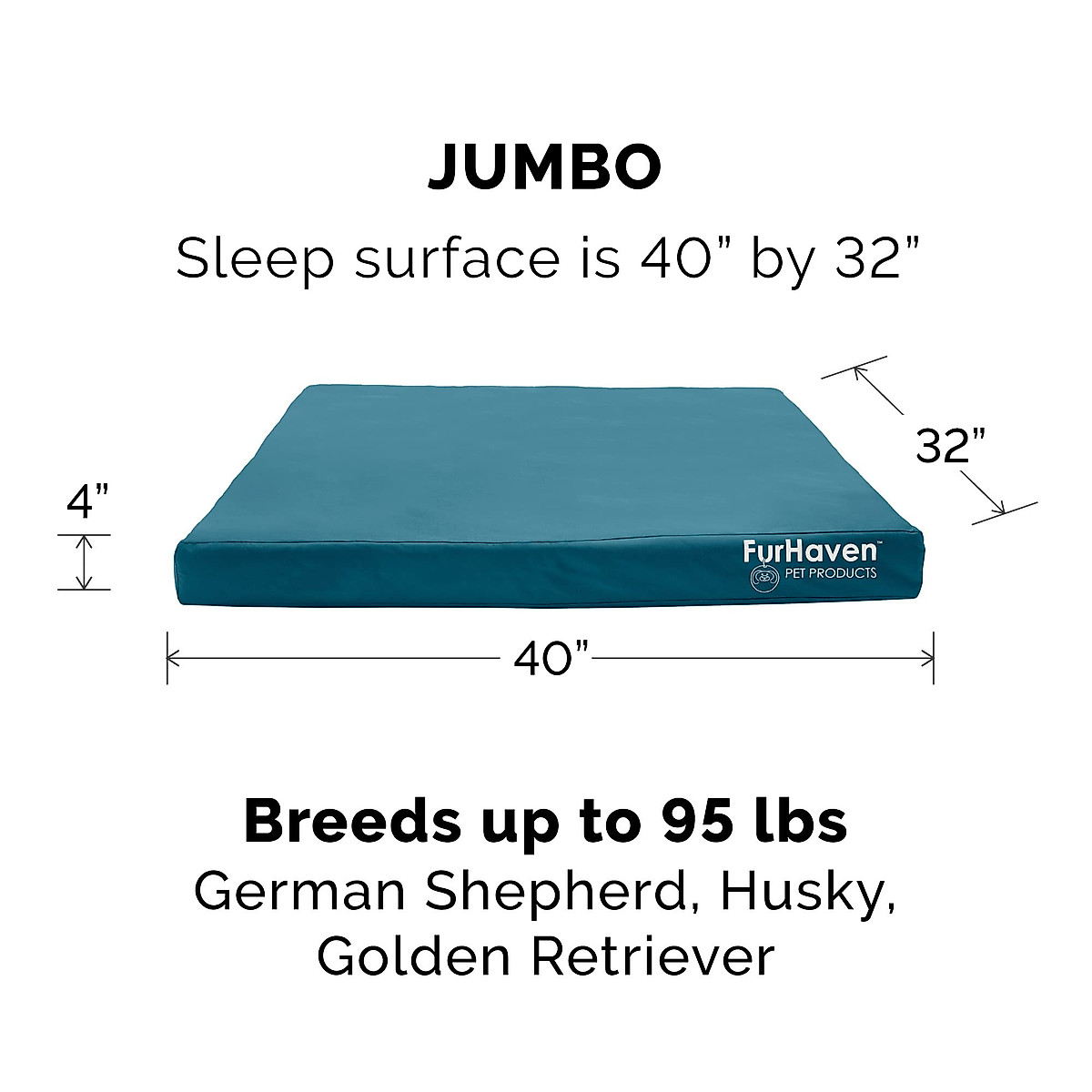 Furhaven Water-Resistant Cooling Gel Dog Bed for Large Dogs w/ Removable Washable Cover, For Dogs Up to 95 lbs - Indoor/Outdoor Logo Print Oxford Polycanvas Mattress - Deep Lagoon, Jumbo/XL