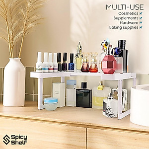 Spicy Shelf 3.0 - Expandable 2 Tiered Spice Rack Organizer for Cabinet & Pantry - Kitchen Seasoning Organizer - Cabinet Spice Racks for Inside Cabinets (Spicy Shelf Premium) - Home Organization