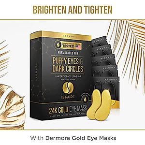 DERMORA 24K Gold Eye Mask Puffy Eyes and Dark Circles Treatments Look Less Tired and Refresh Your Skin, 20 Pairs