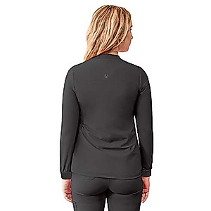 Adar Addition Scrubs for Women - Zippered Bomber Scrub Jacket - A6200 - Pewter - S