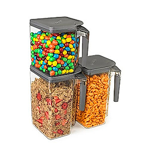 Polder Handle-It Food Grade, BPA Free Storage Canister, Stackable, Secure handle for easy one handed pour (1 Small (2.75-QT), 2 Large (4-QT))